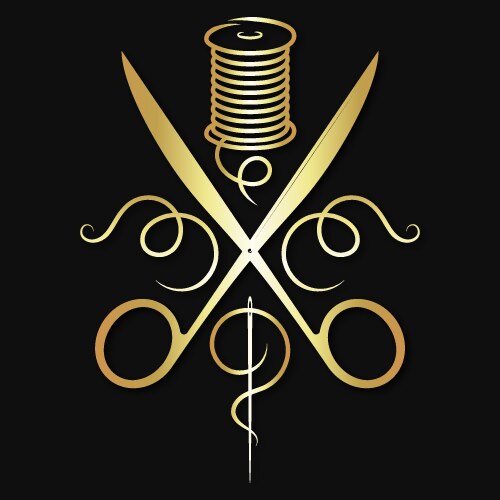 Sewing needle with gold thread embroidery Vector Image