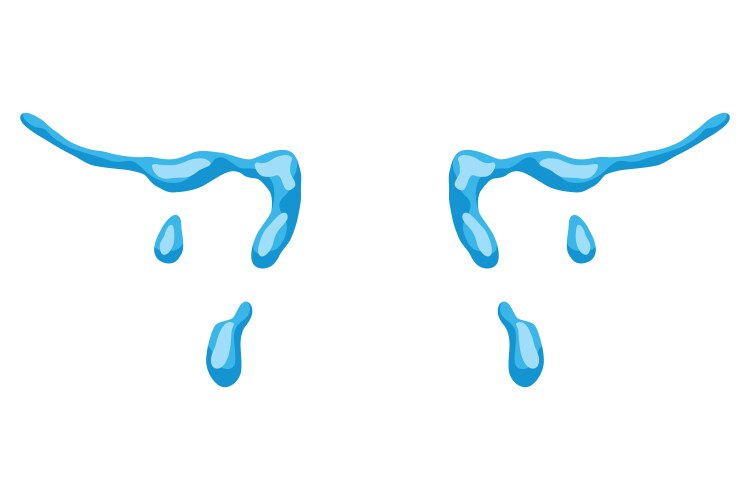 Cartoon tear drops icon sorrow cry streams Vector Image