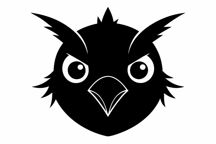 Cuckoo face black silhouette c Royalty Free Vector Image