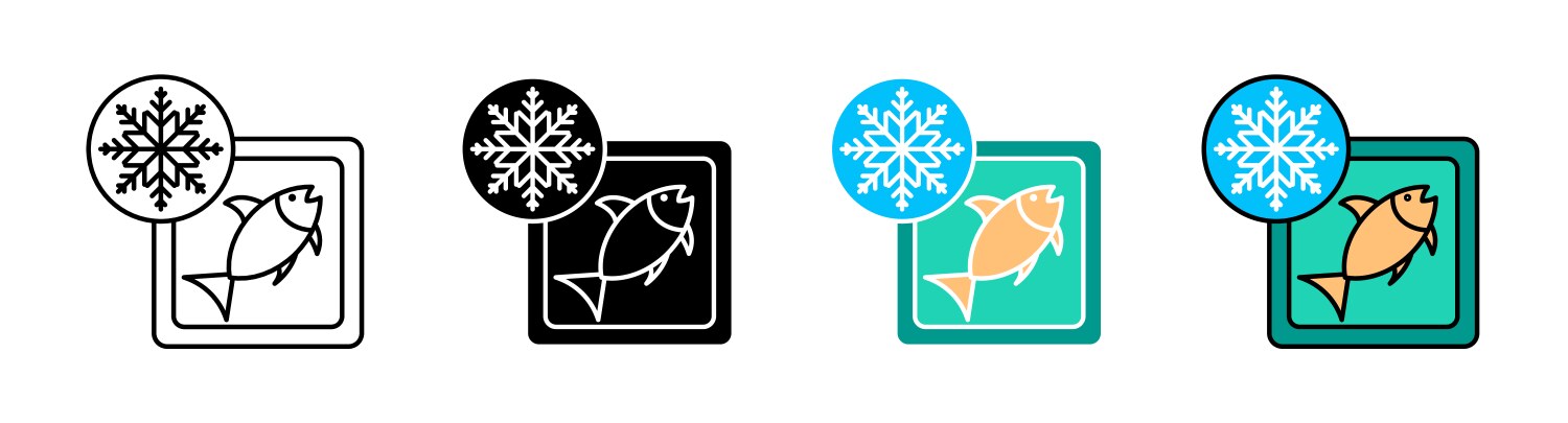 Frozen food icon set ice symbol Royalty Free Vector Image