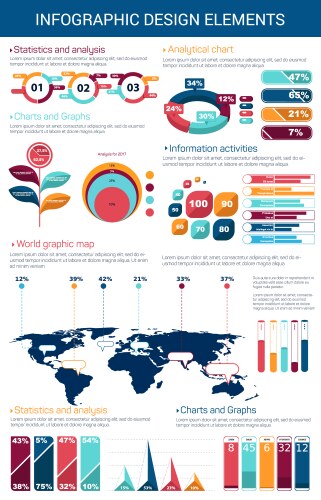 Infographic charts and graphs elements Royalty Free Vector