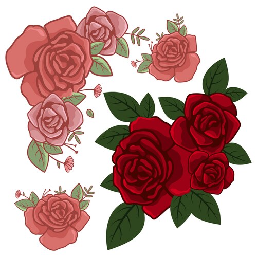 Horizontal seamless background with red roses Vector Image