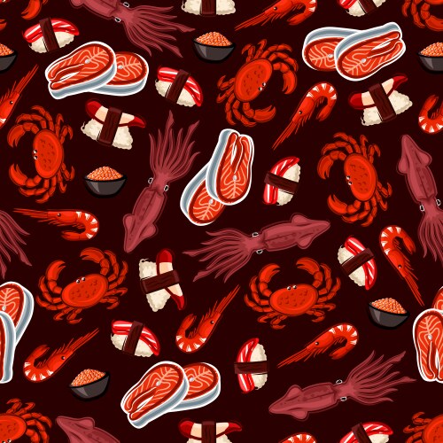 Seafood and fish background Royalty Free Vector Image
