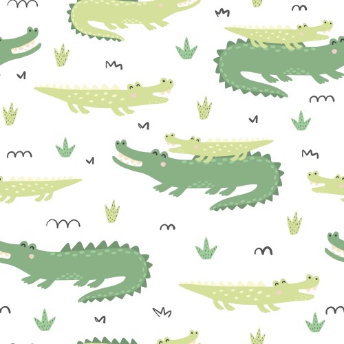 Cartoon crocodiles seamless pattern Royalty Free Vector