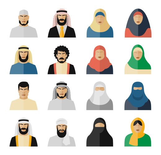 Muslim isometric arab 3d people saudi business Vector Image