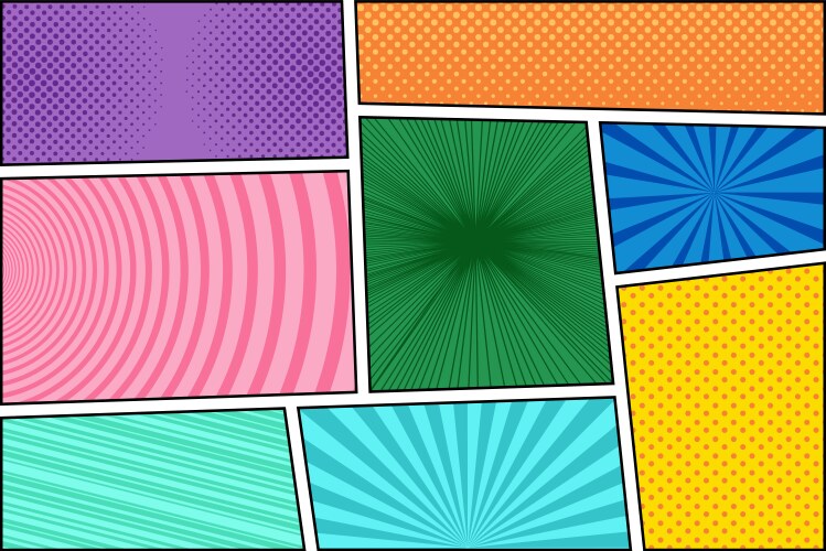 Cartoon comic backgrounds set comics book Vector Image