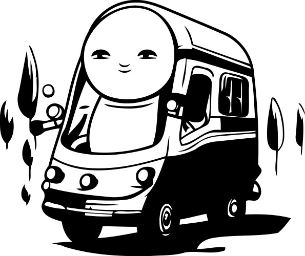 Cute cartoon camper van with smiling face Vector Image
