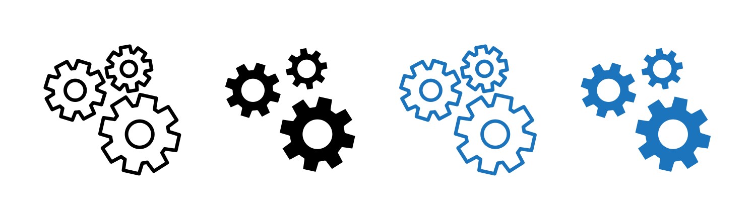 Gear icon set engine cogwheel symbol industry Vector Image