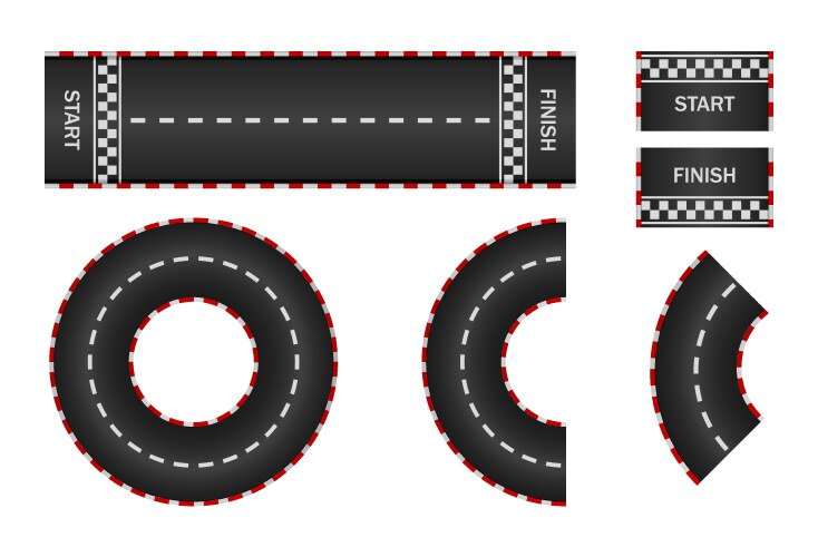 Race track with start and finish line top view Vector Image