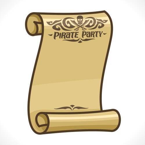 Pirate scroll with palm Royalty Free Vector Image