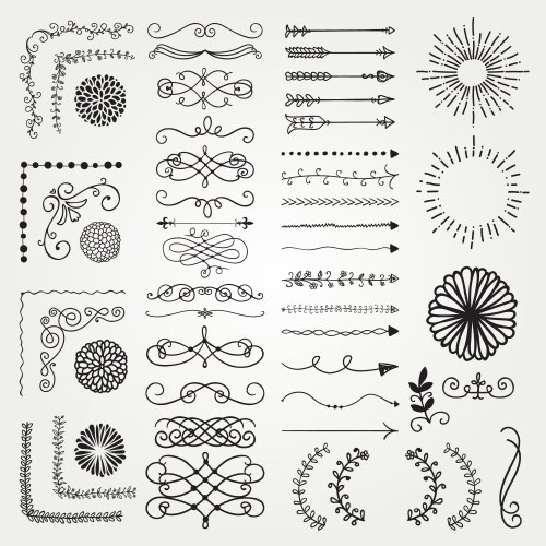 Set of hand drawn decorative symbols Royalty Free Vector