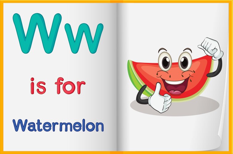 Fruit alphabet w is for watermelon Royalty Free Vector Image