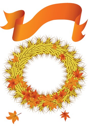 Wreath with hops and wheat floral composition Vector Image