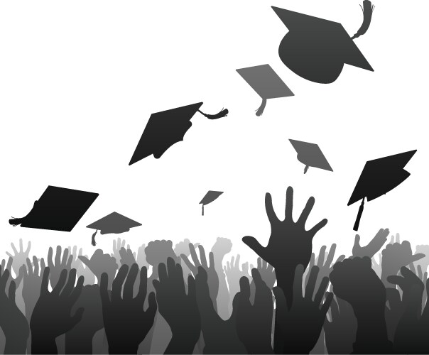 Crowd of graduates in mantleshappy graduation Vector Image