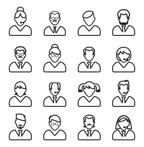 People avatars thin line icon set editable stroke Vector Image