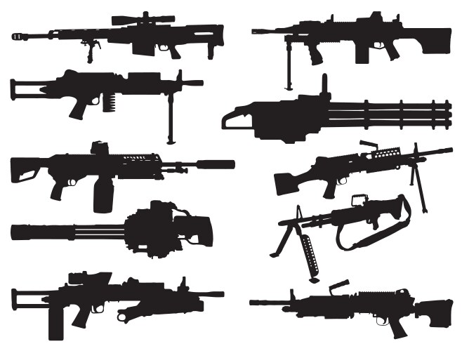 Machine guns sticker Royalty Free Vector Image