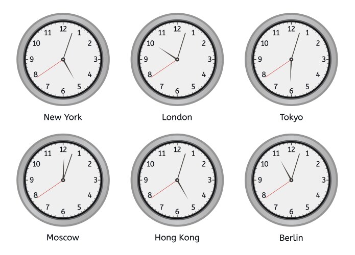 World clocks Royalty Free Vector Image - VectorStock