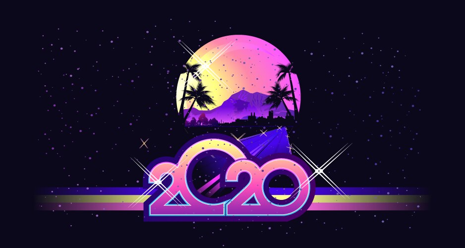 2020 calendar retro Royalty Free Vector Image - VectorStock