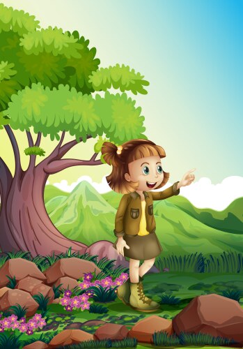 Cartoon explorer kids with animals in the jungle Vector Image