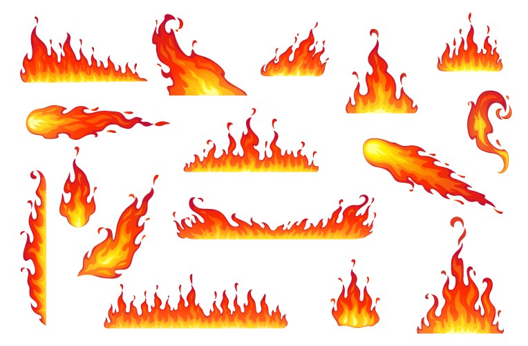 Cartoon flame fire fireball red hot campfire Vector Image