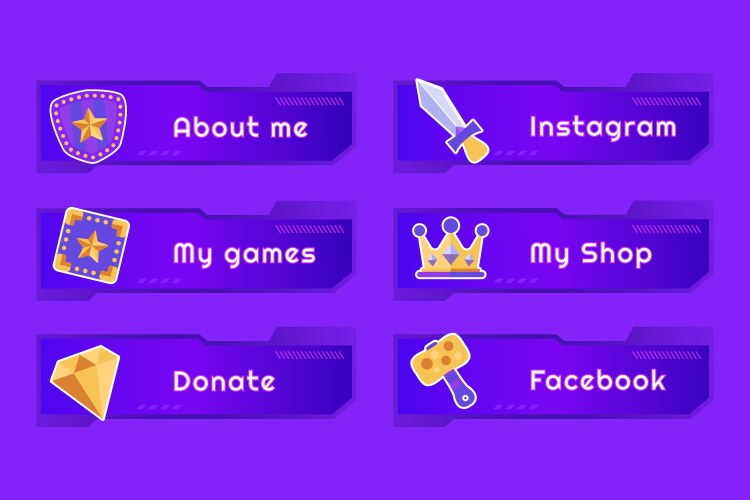 Gradient colored twitch panels pack Royalty Free Vector