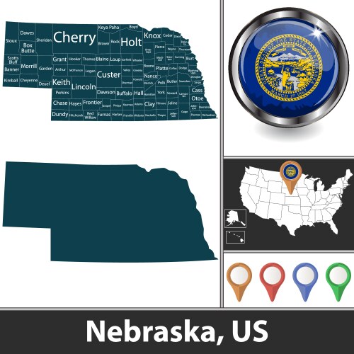 Two versions of an nebraska folded map one Vector Image