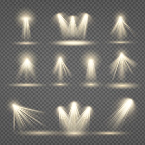White realistic lights shining spotlight Vector Image