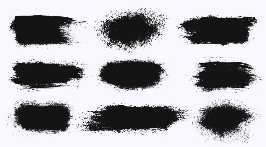 Set of different ink paint brush strokes isolated Vector Image