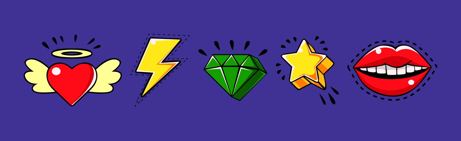 Bright comic style object and item set Royalty Free Vector