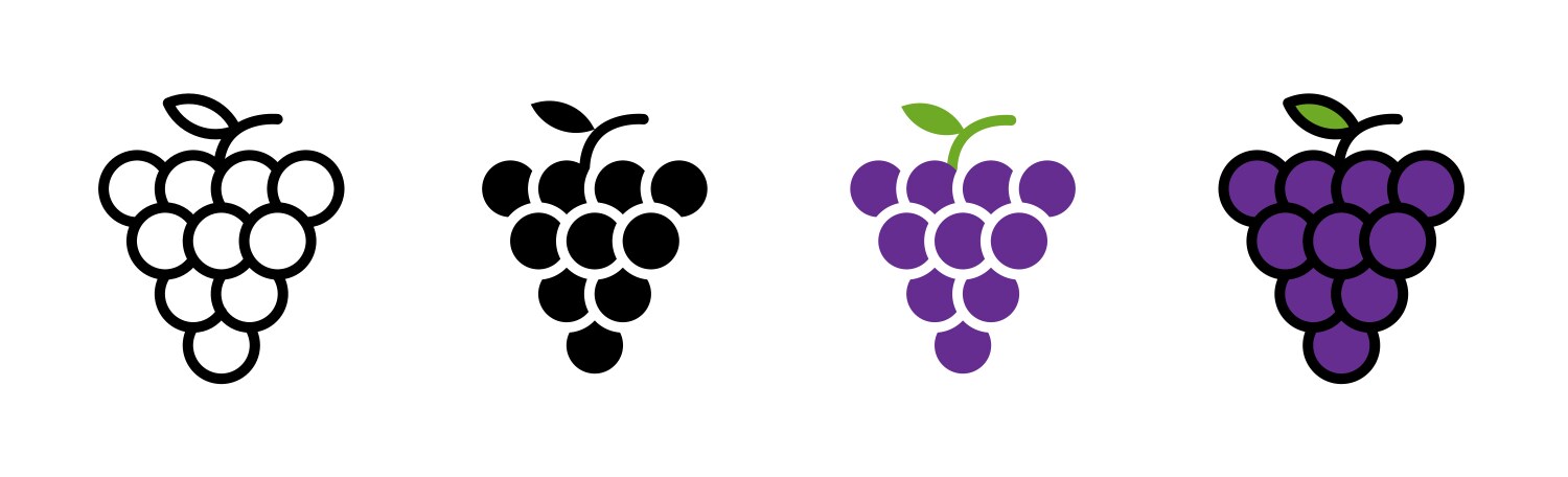 Grape icon set wine vineyard berry cluster symbol Vector Image