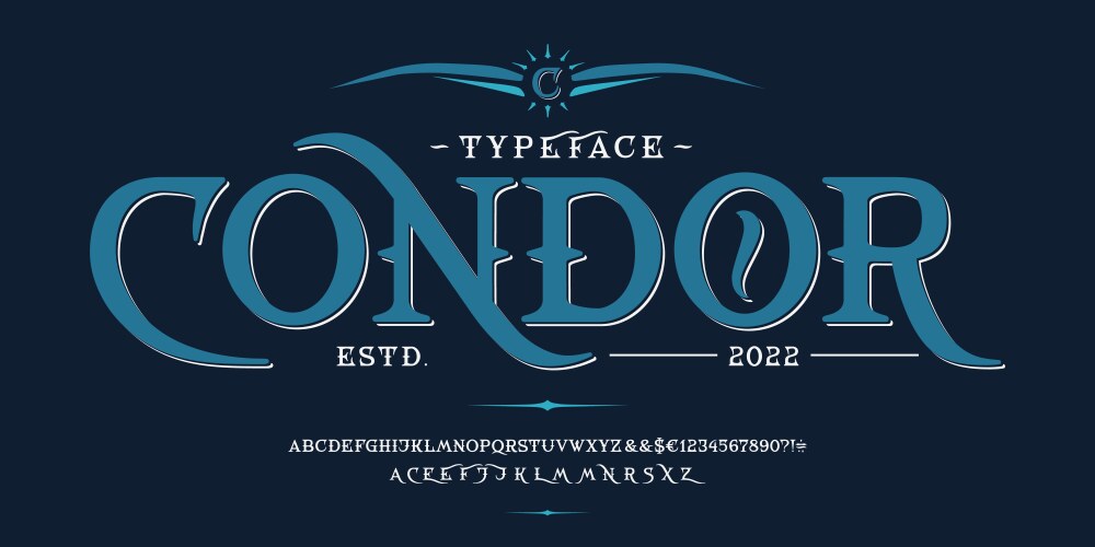 Font condor vintage design old label logo Vector Image