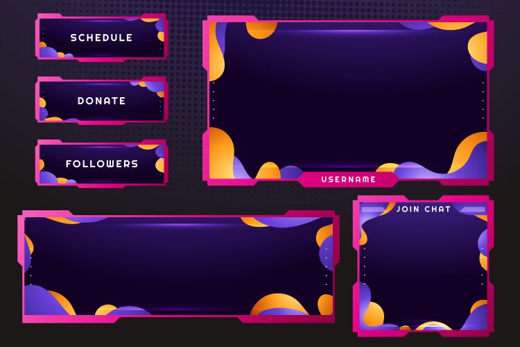 Gradient twitch platform panels Royalty Free Vector Image