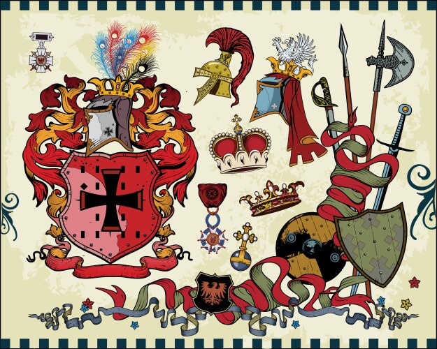 Set of heraldic elements Royalty Free Vector Image