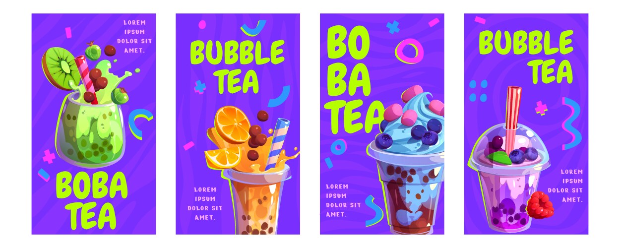 Bubble milk tea banner with delicious tapioca Vector Image