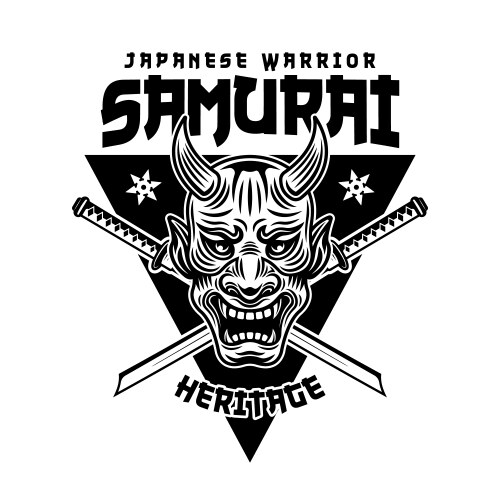 Samurai monochrome emblem badge label Royalty Free Vector
