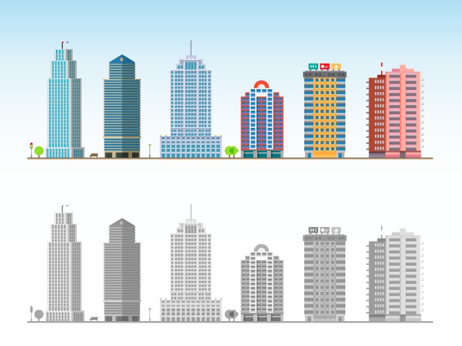 Building skyscraper in cityscape city Royalty Free Vector
