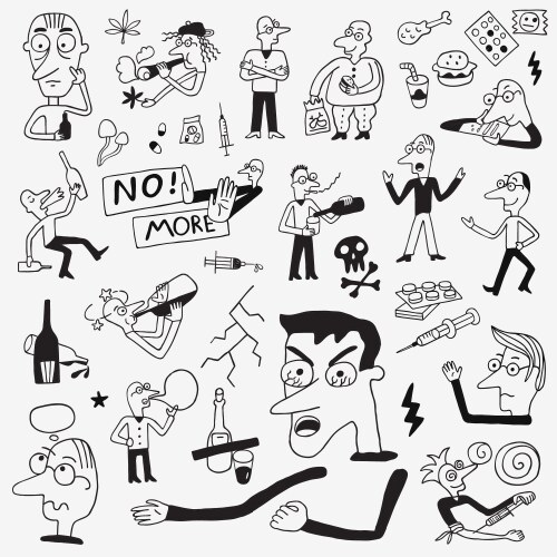 Robot doodles isolated Royalty Free Vector Image