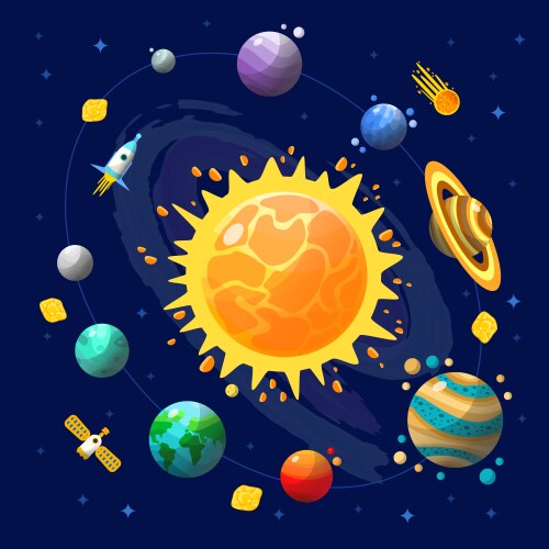 Solar system design space with planets and stars Vector Image