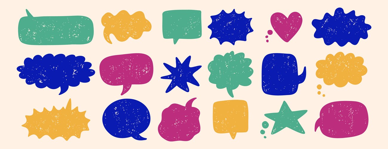 Grunge Speech Bubbles & Text Boxes – Royalty-Free Vector | VectorStock
