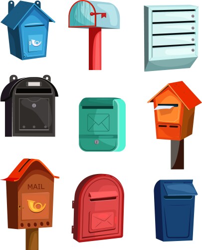 Sticker of a cartoon mail box Royalty Free Vector Image