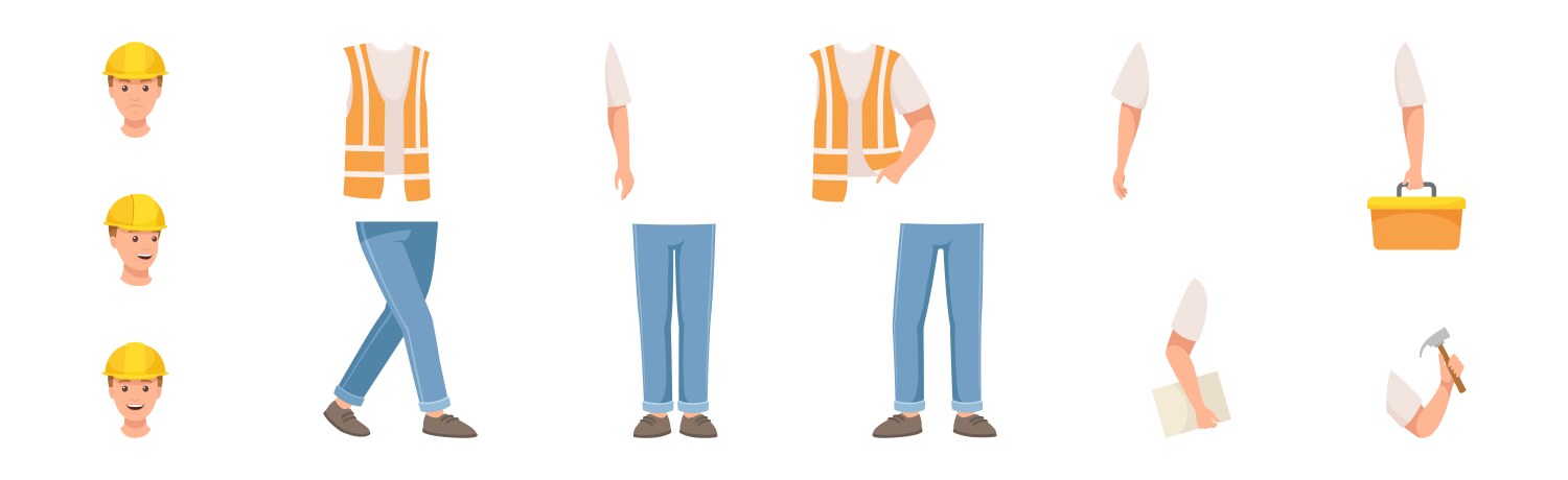 Man builder character constructor with body part Vector Image