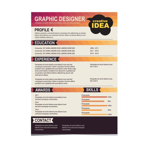 Resume template cv creative background Royalty Free Vector