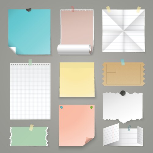 Torn notebook paper ripped edges note sheets Vector Image