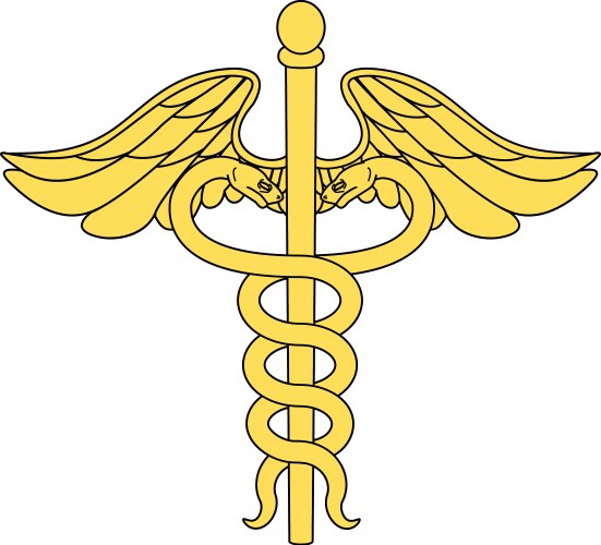Banner with hermes staff caduceus and runes Vector Image