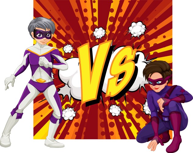 Two superheroes fighting each other Royalty Free Vector