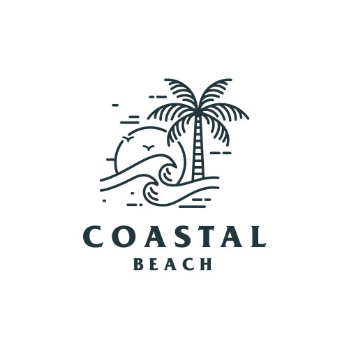 Vintage coastal beach logo design template Vector Image