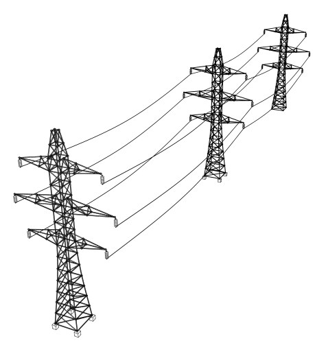 Electric pylon set cartoon Royalty Free Vector Image