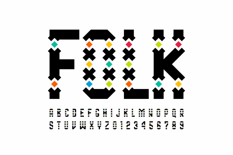 Floral monochrome folk art design in square Vector Image