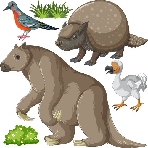 A set of extinct animals sticker Royalty Free Vector Image
