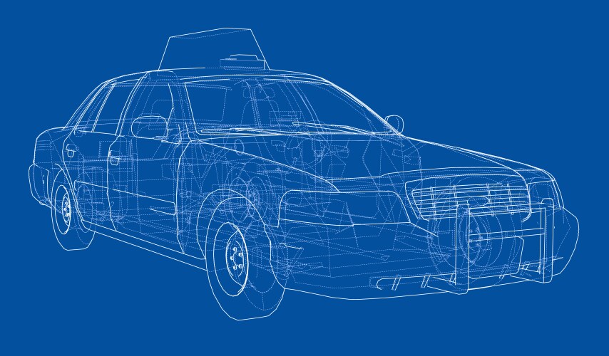 Taxi outline drawing Royalty Free Vector Image